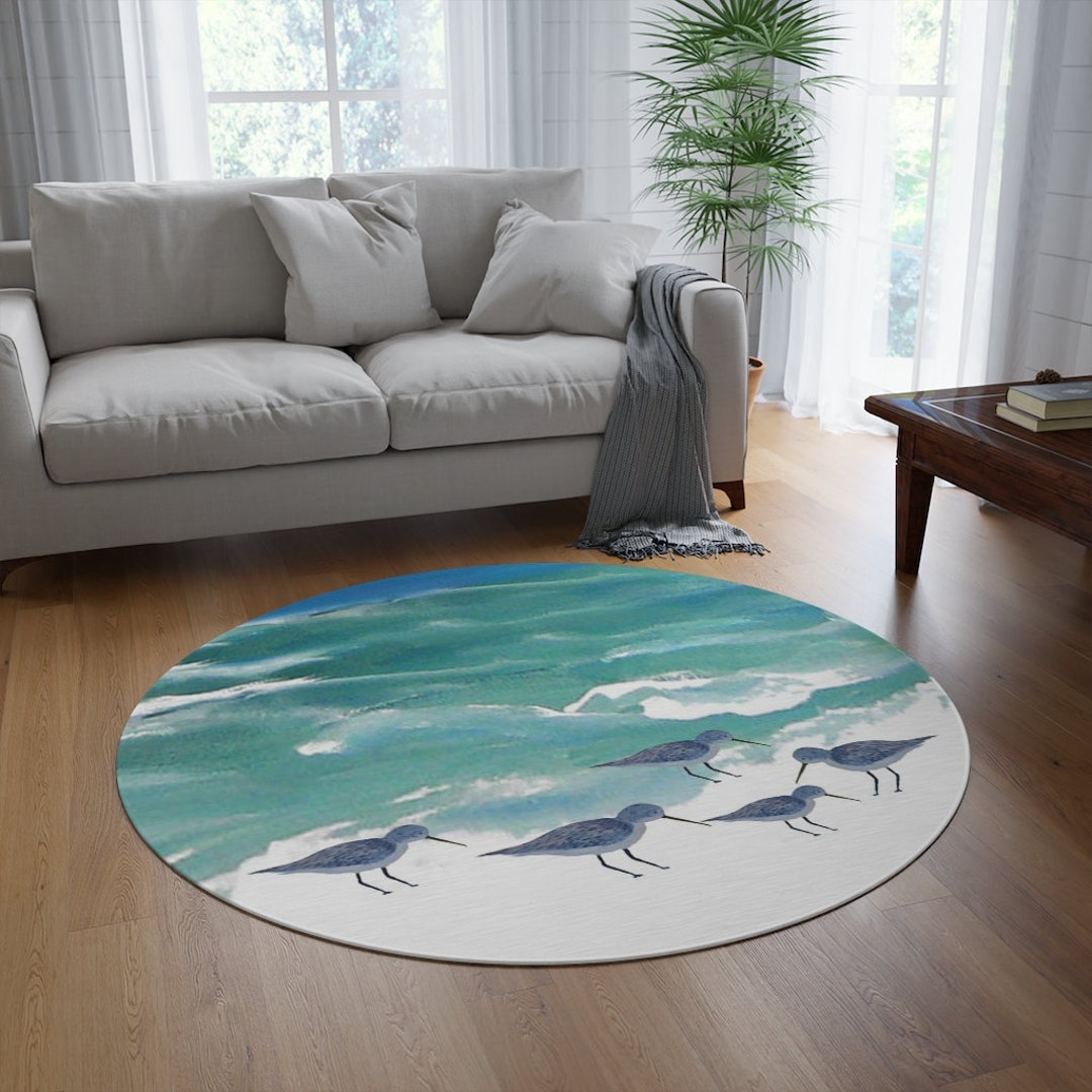 Sandpipers Beautiful Beach Coastal Home 60" Round Rug With My Art. Rug ...