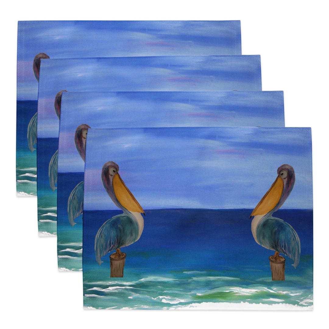 Blue Pelicans Tropical Coastal Beach Table Placemat Set of Four. - Etsy