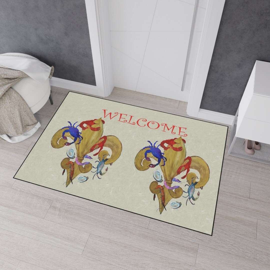 Cajun Fleur De Lis Seafood Floor Mat: Bayou House Decor - Etsy