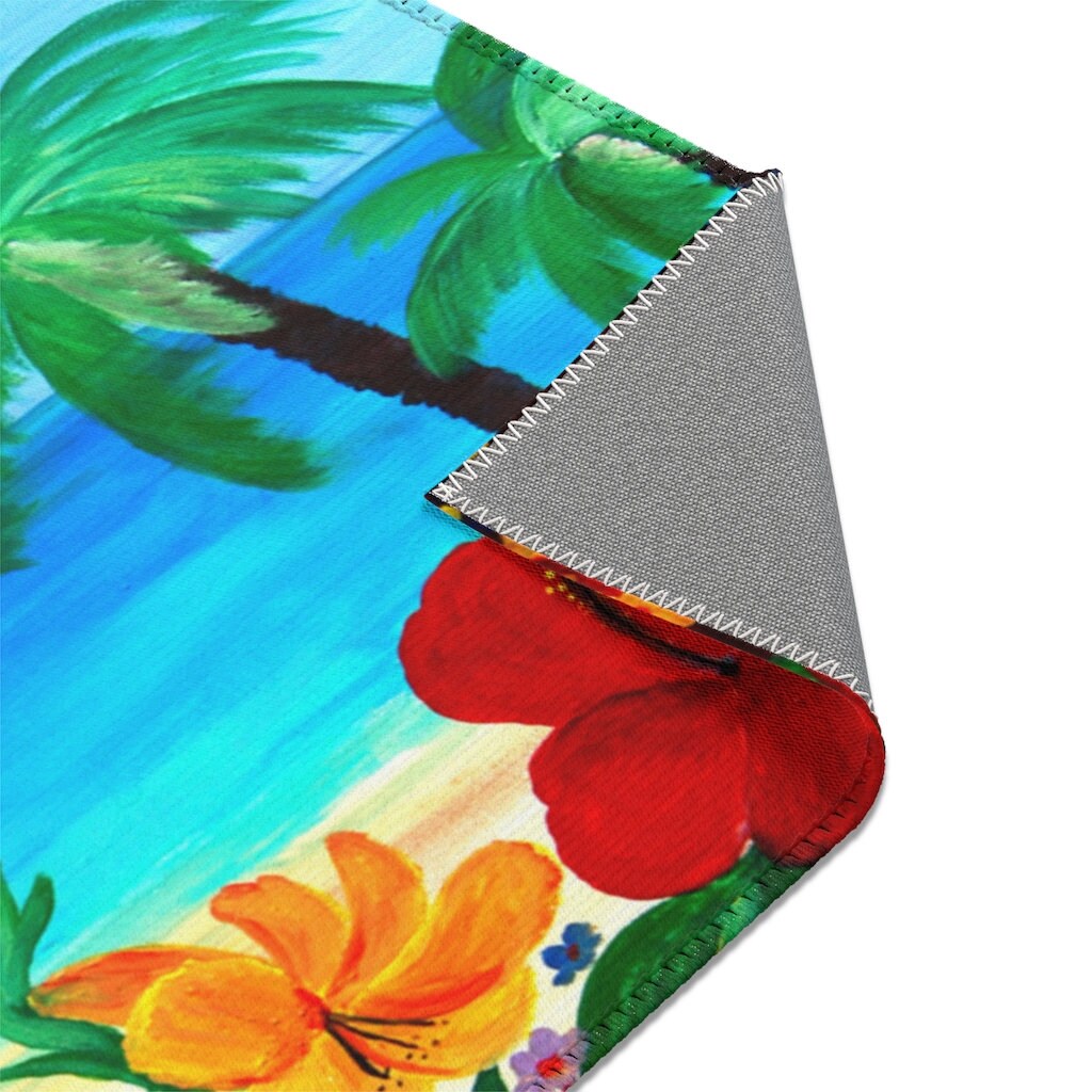 Tropical Beach Coastal Tropical Floral Area Rugs of My Art. - Etsy