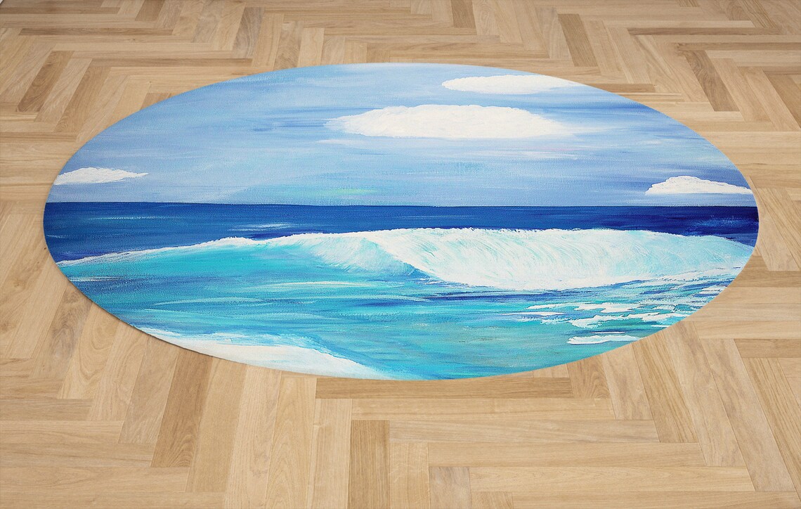 Coastal Surf Beach Wave Indoor Ocean Surf Area Rugs of My Art - Etsy ...