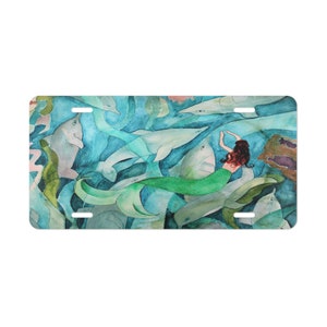 Mermaid and Dolphns Beach Car License Vanity Plate With My Art. Mermaid ...