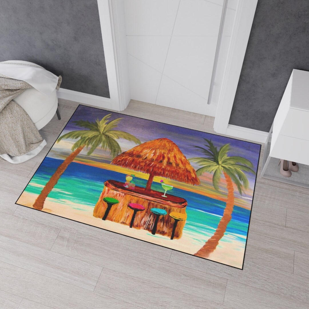 Tiki Beach Bar Tropical Cocktails Home Door Rug Floor Mat for Indoor or ...