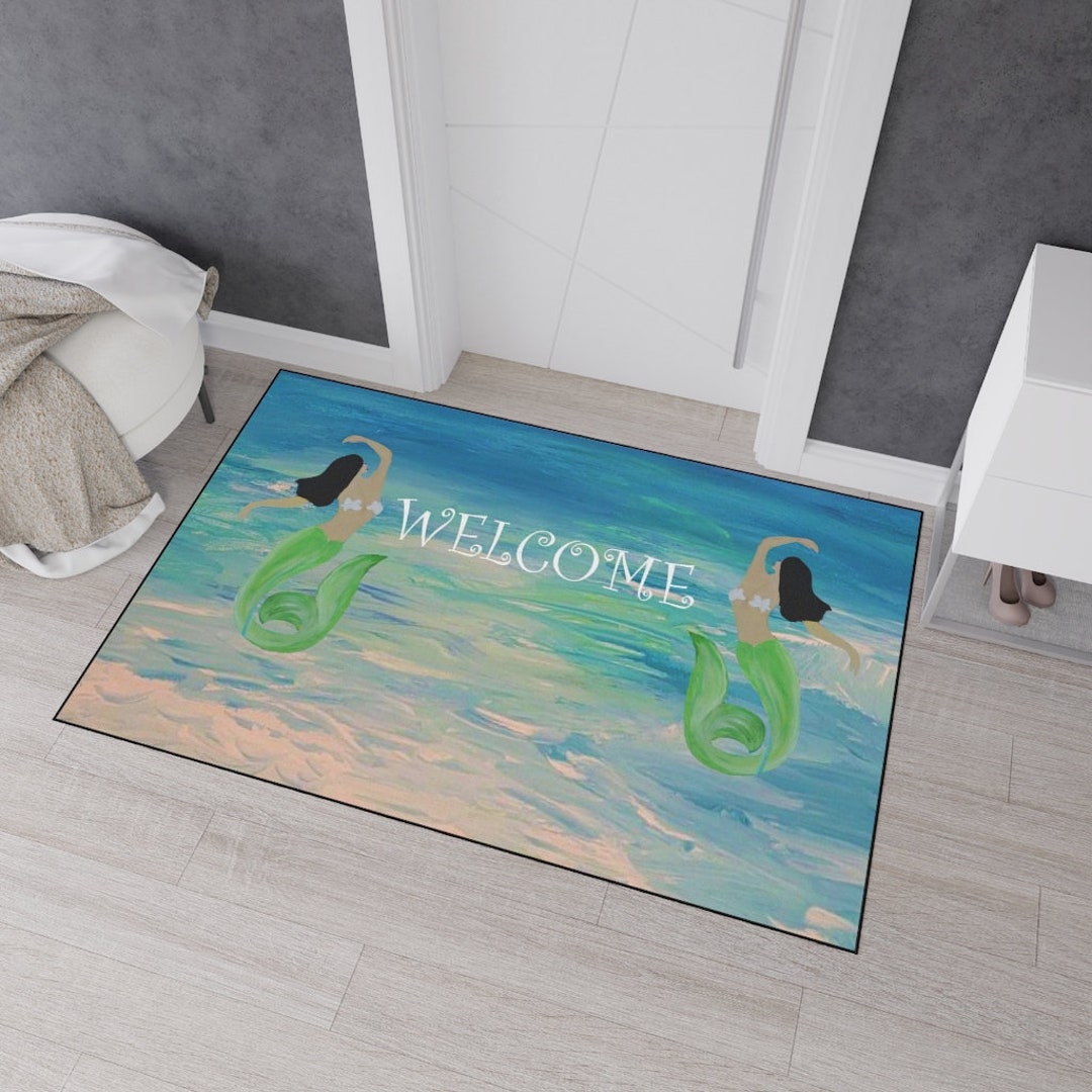 Mermaid Welcome Door Mat Rug Floor Mat for Indoor or Outdoor With Non ...