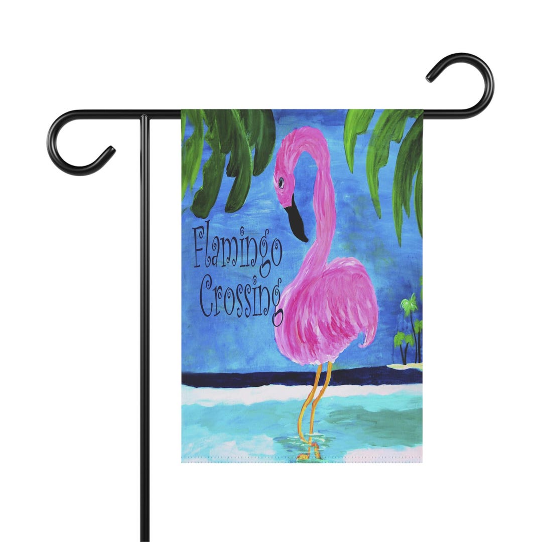 Flamingo Crossing Coastal Home Garden & House Banner Flag With My Art ...