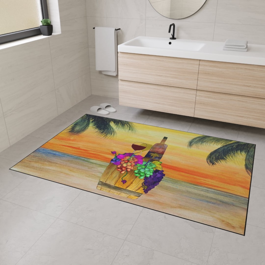Wine Barrel With Grapes Bar Rug Floor Mat for Indoor or Outdoor With ...