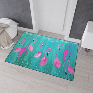 Coastal Flamingos Beach Home Tropical Rug Floor Mat for Indoor or ...