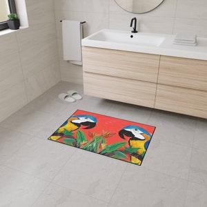 Parrot Heads Tropical Rug Floor Mat for Indoor or Outdoor With Non-skid ...