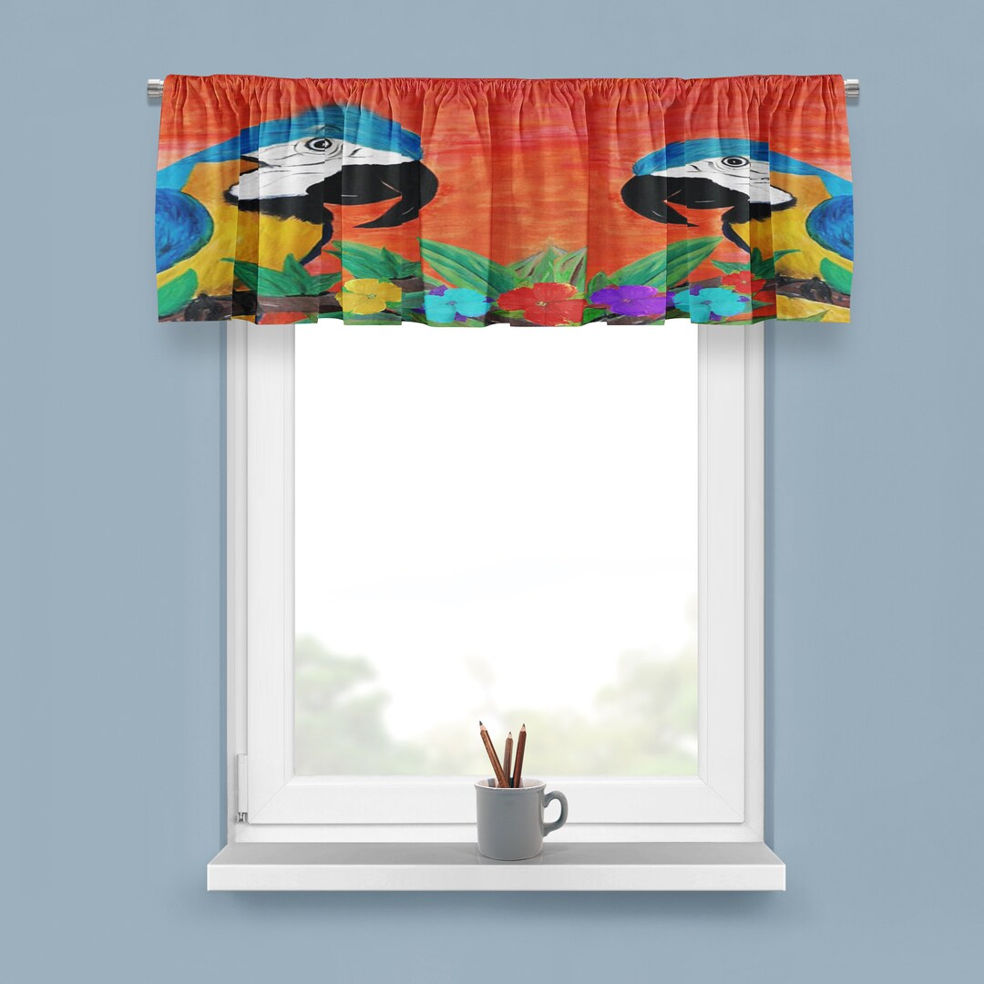 Parrot Tropical Window Valance: Colorful Bird Art - Etsy