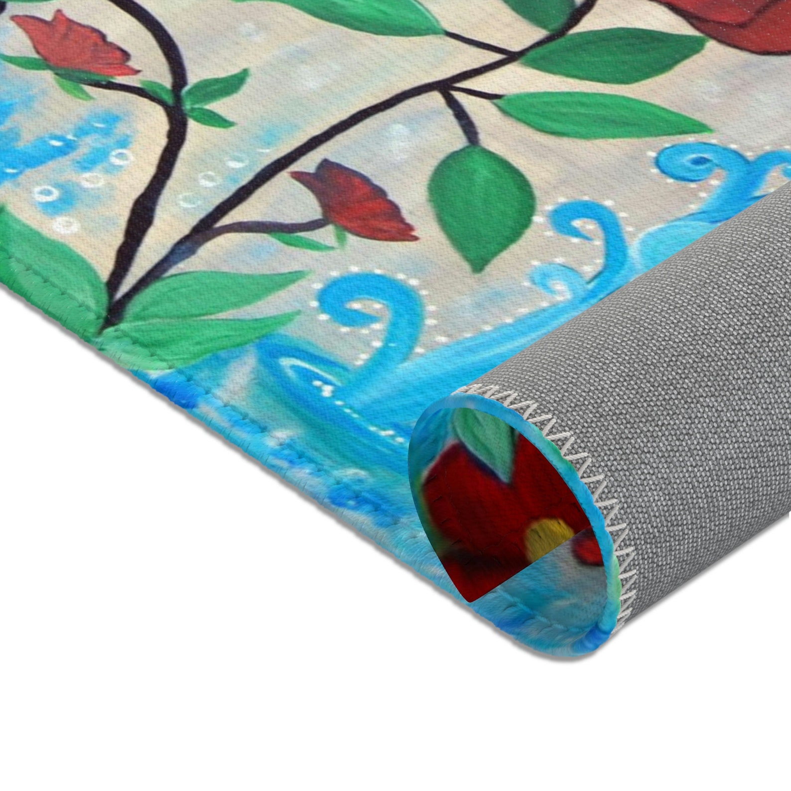 Red Grey Green Blue Floral Intuitive Art Colorful Chenille - Etsy