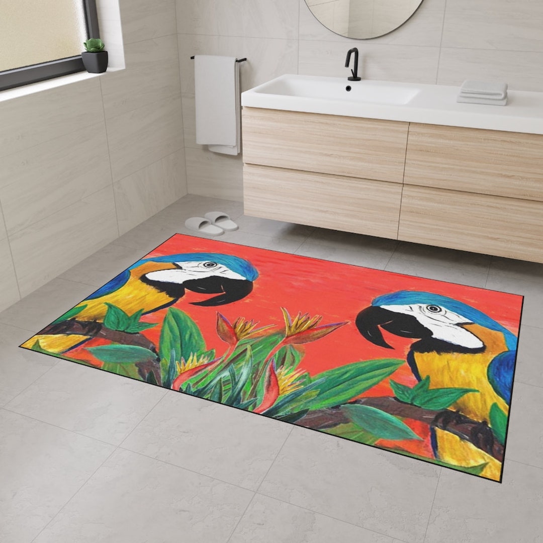 Parrot Heads Tropical Rug Floor Mat for Indoor or Outdoor With Non-skid ...