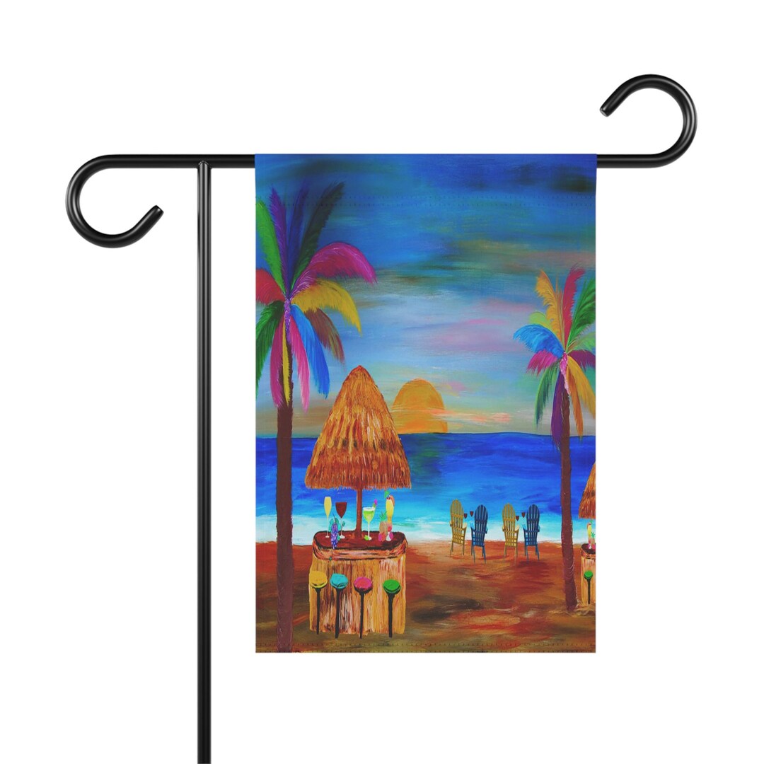 Tropical Drinks Tiki Bar Garden & House Banner Flag With My Art ...