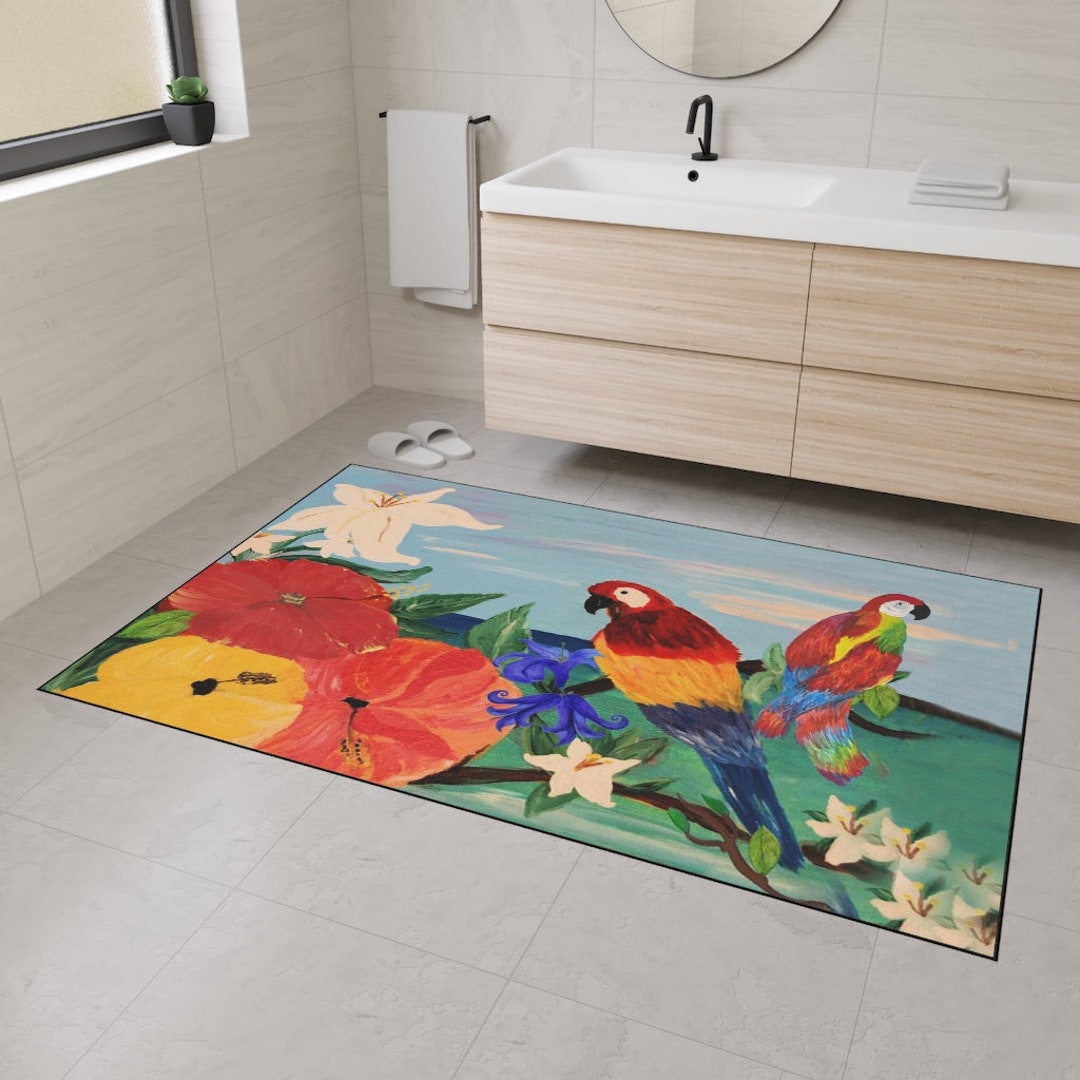 Tropical Parrots Garden Rug: Indoor Outdoor Floor Mat - Etsy