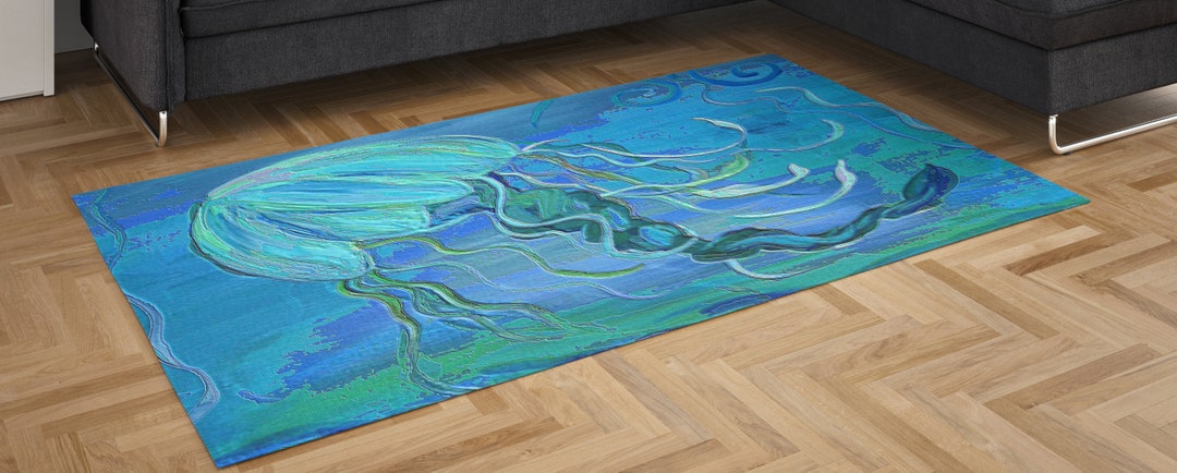 Jelly Fish Sea Life Indoor Coastal Home Area Rugs With My Art ...
