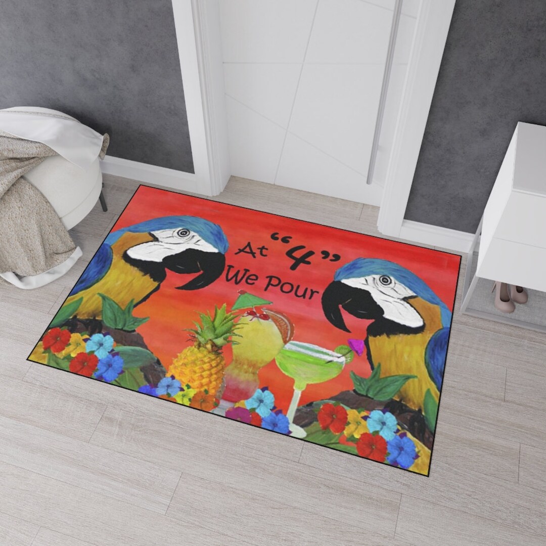 Tiki Parrot Beach Bar Floor Mat: Tropical Indoor/outdoor Rug - Etsy