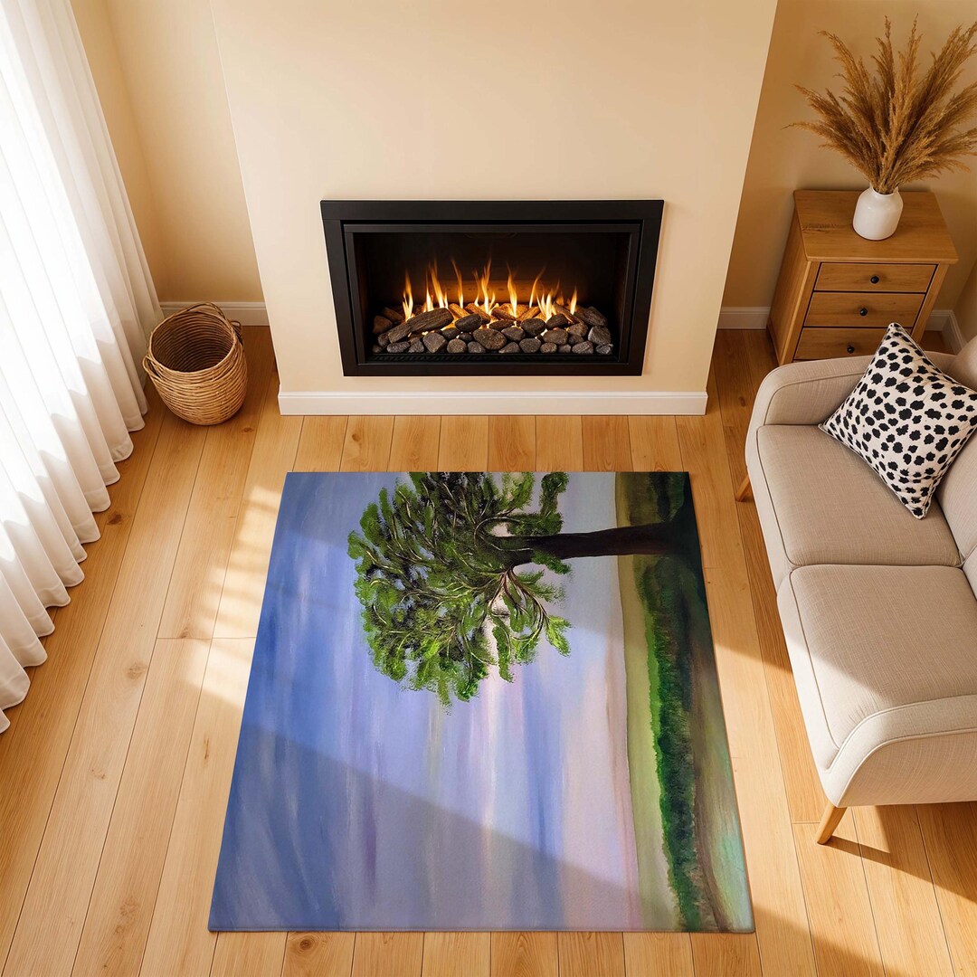 Oak Tree Area Rug: Country Home Decor, Nature Lover Gift - Etsy