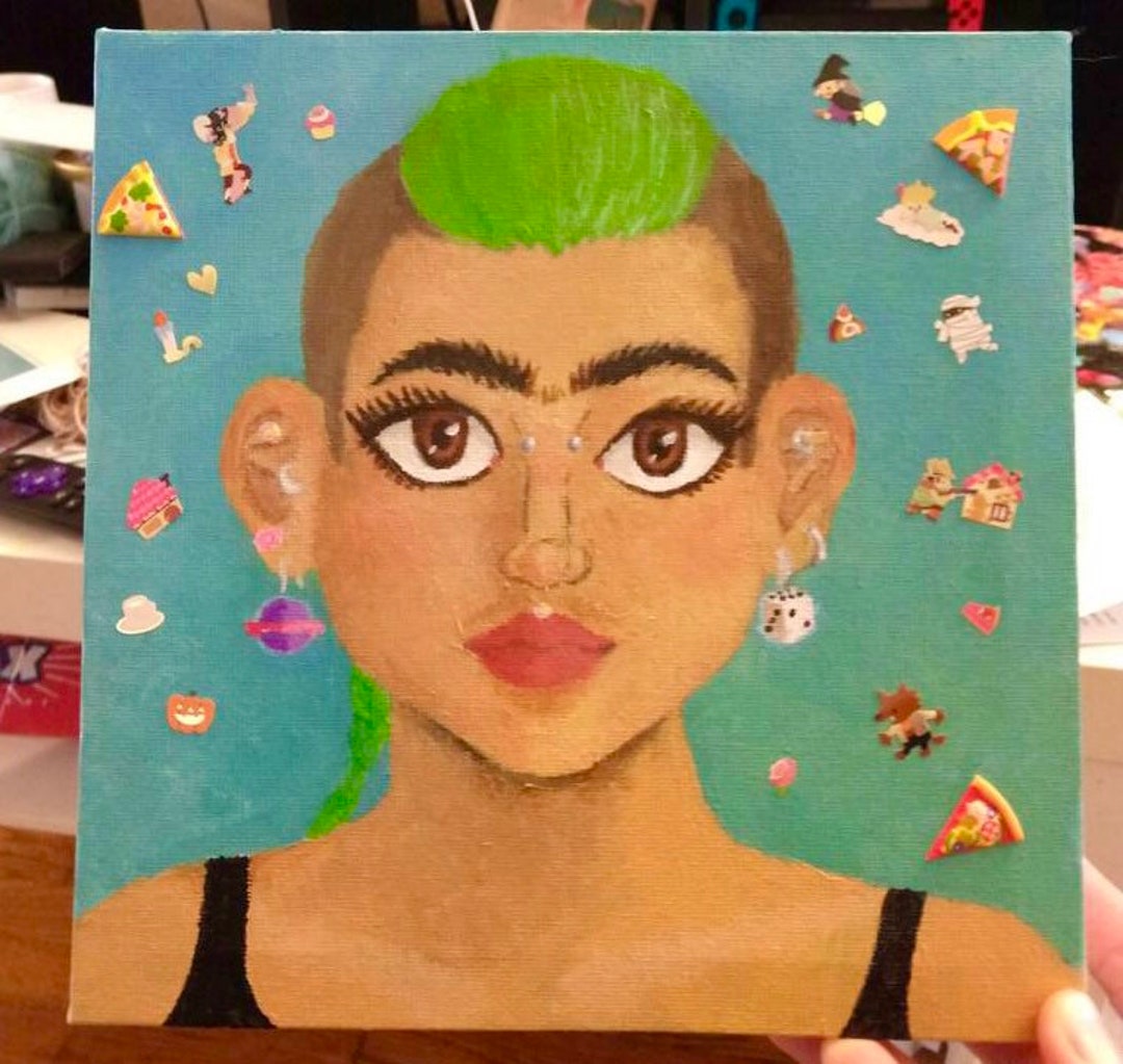 Acrylic Painting Queer Portrait Cute Wall Art - Etsy