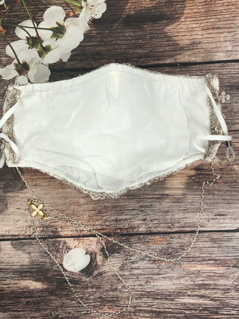 Beige Face Mask Elegant Embroidered Lace Mask Mask With - Etsy