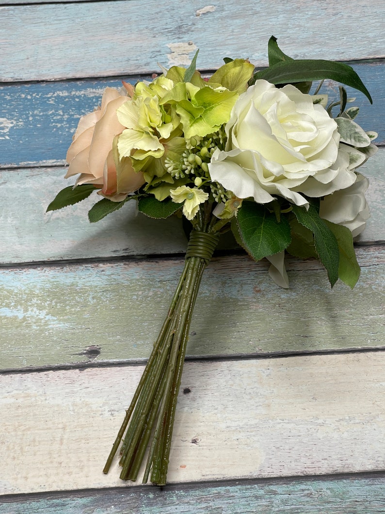 Rose Flower Bouquet 8 Peach and Cream Colored Bouquet - Etsy