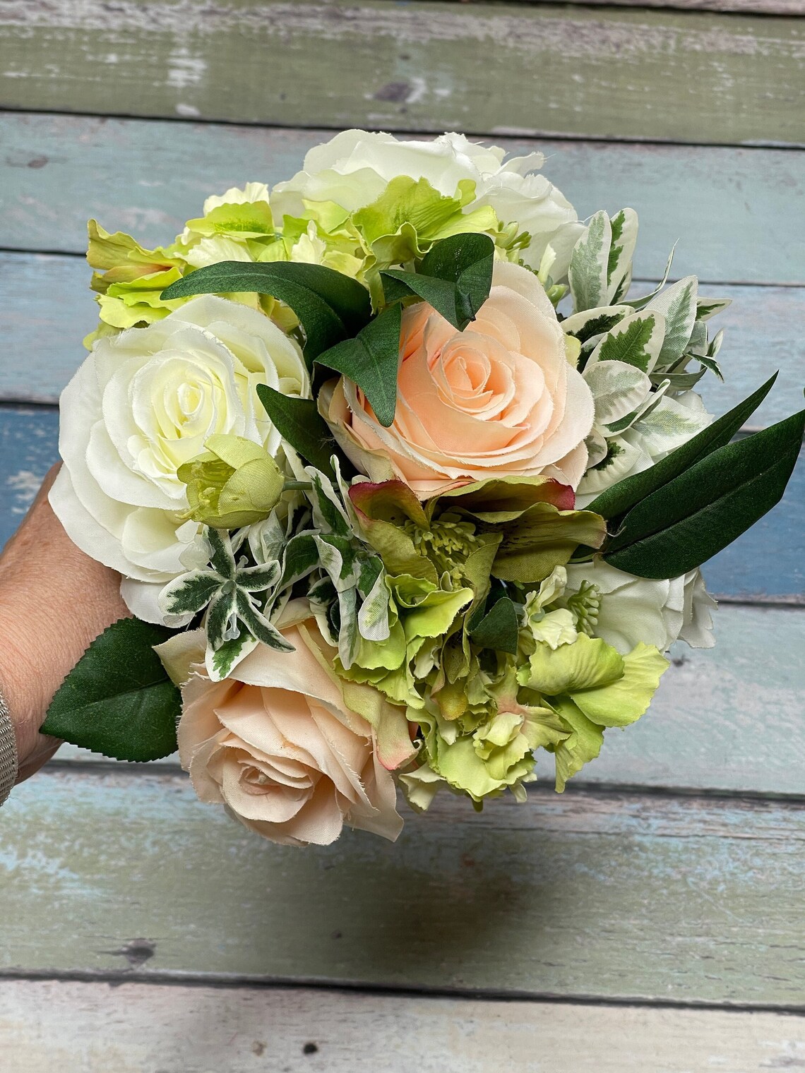 Rose Flower Bouquet 8 Peach and Cream Colored Bouquet - Etsy