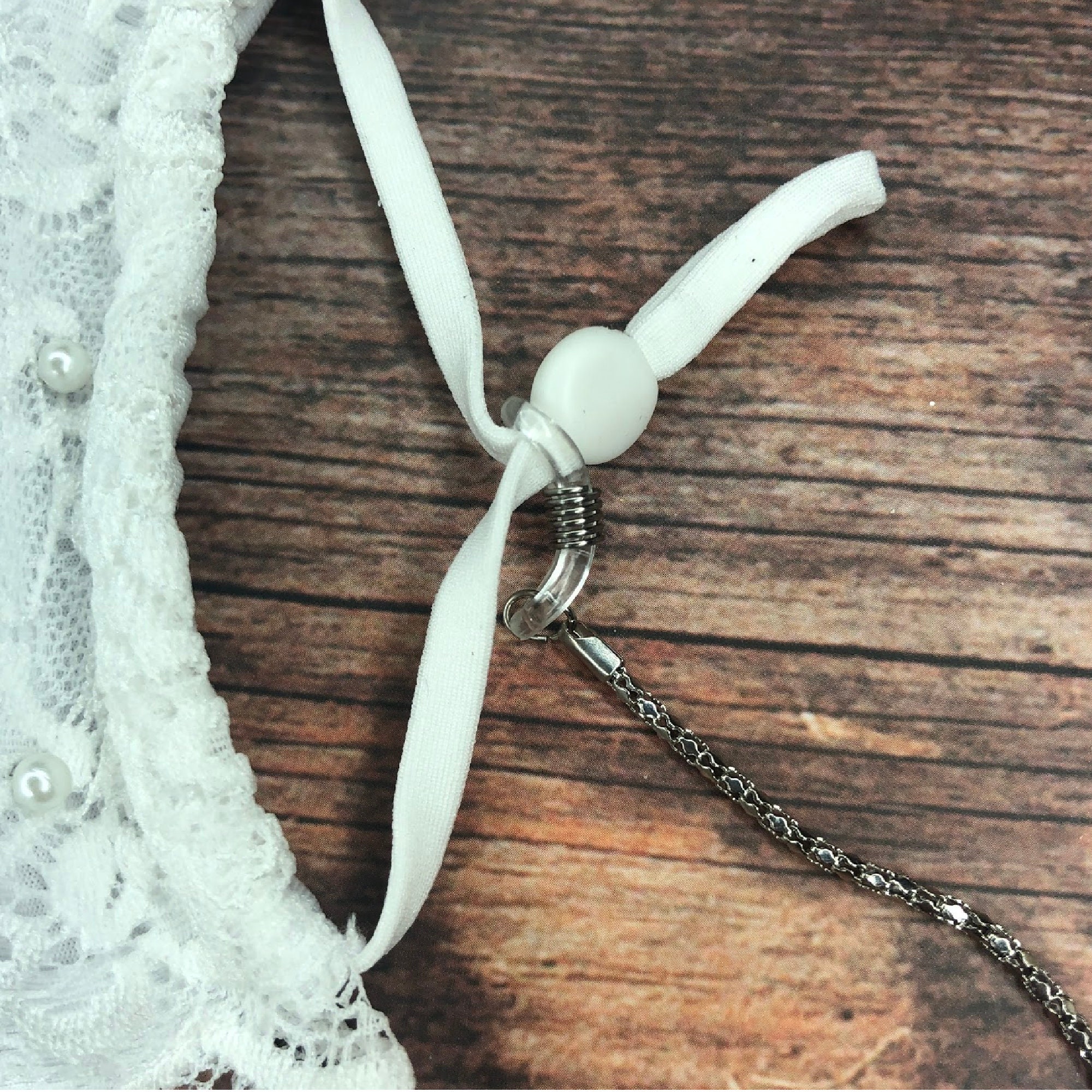 Pink Lace Mask with Pearls Mask with Chain Wedding Face | Etsy