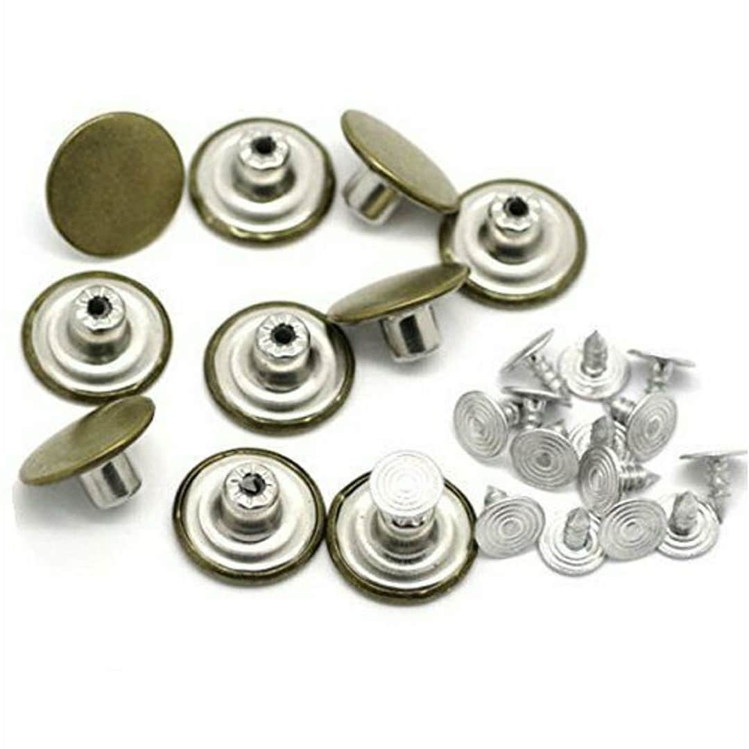 Jean Buttons With Rivets Choose From Bronze or Silver Color in Sets of ...
