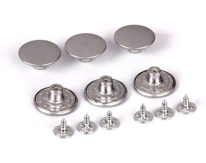 Jean Buttons With Rivets Choose From Bronze or Silver Color in Sets of ...