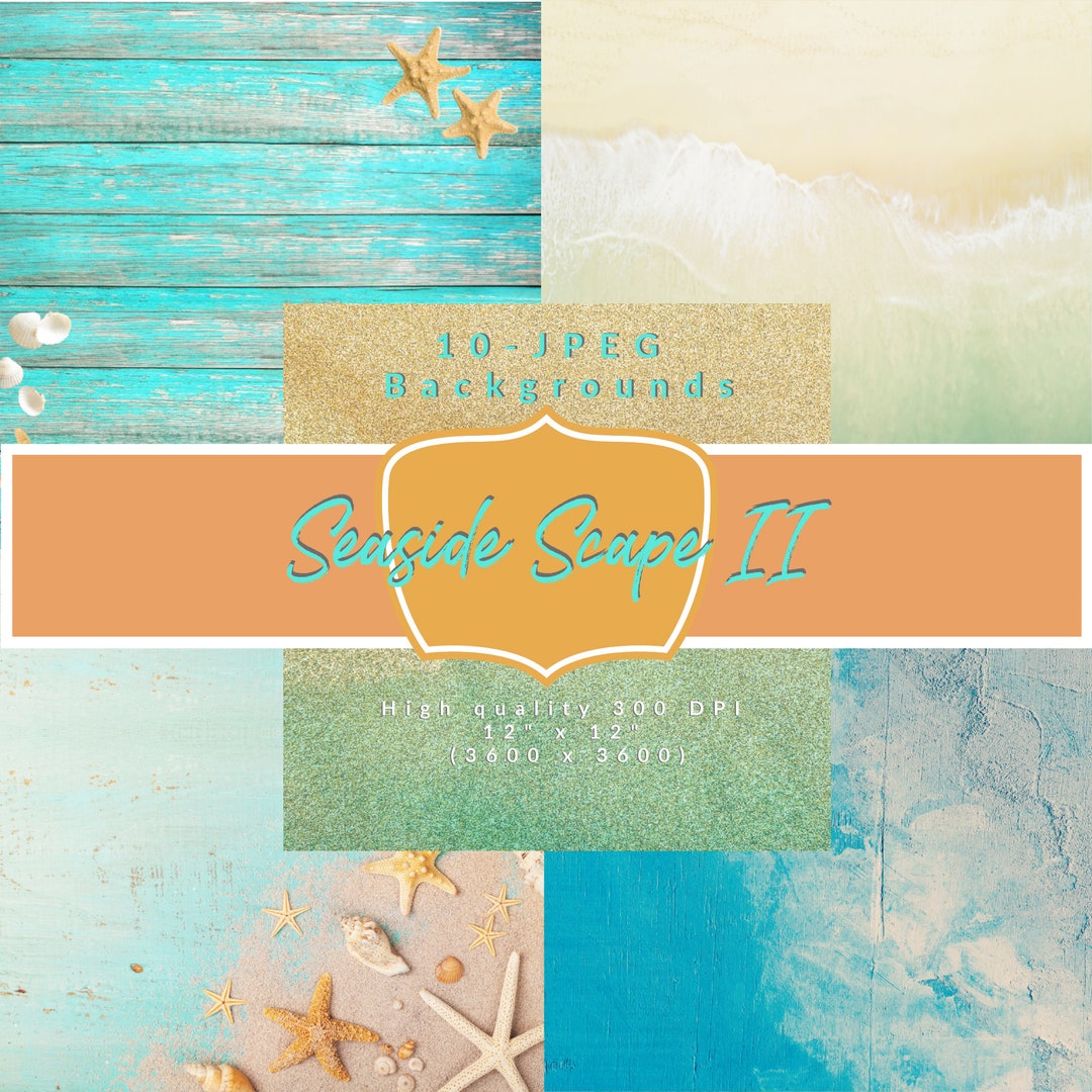 Beach Theme Digital Paper Download, SEASIDE SCAPE II, Ocean Scenes ...