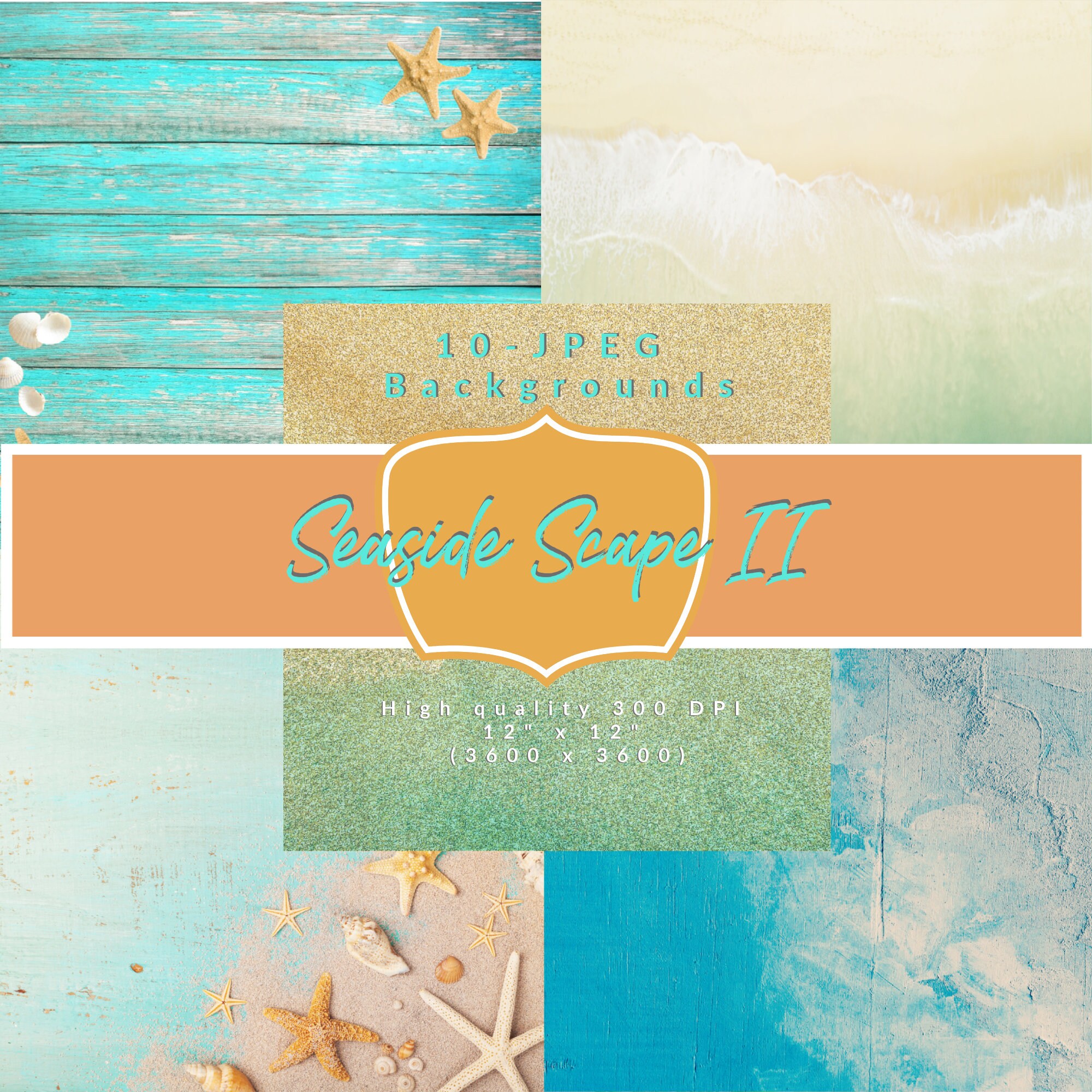 Beach Theme Digital Paper Download SEASIDE SCAPE II Ocean - Etsy