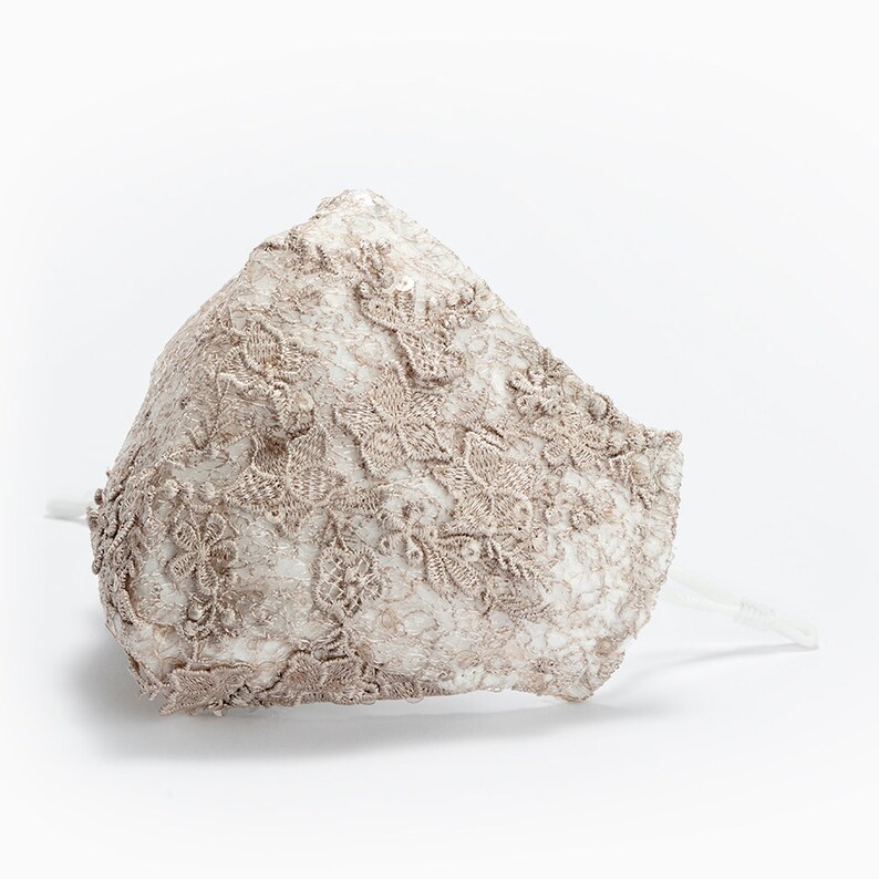 Beige Face Mask Elegant Embroidered Lace Mask Mask With - Etsy