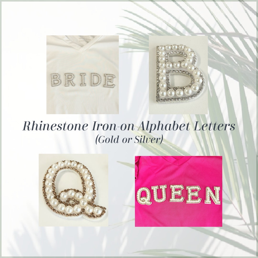 3-D Rhinestone Alphabet Iron on Patch Appliques Gold and - Etsy