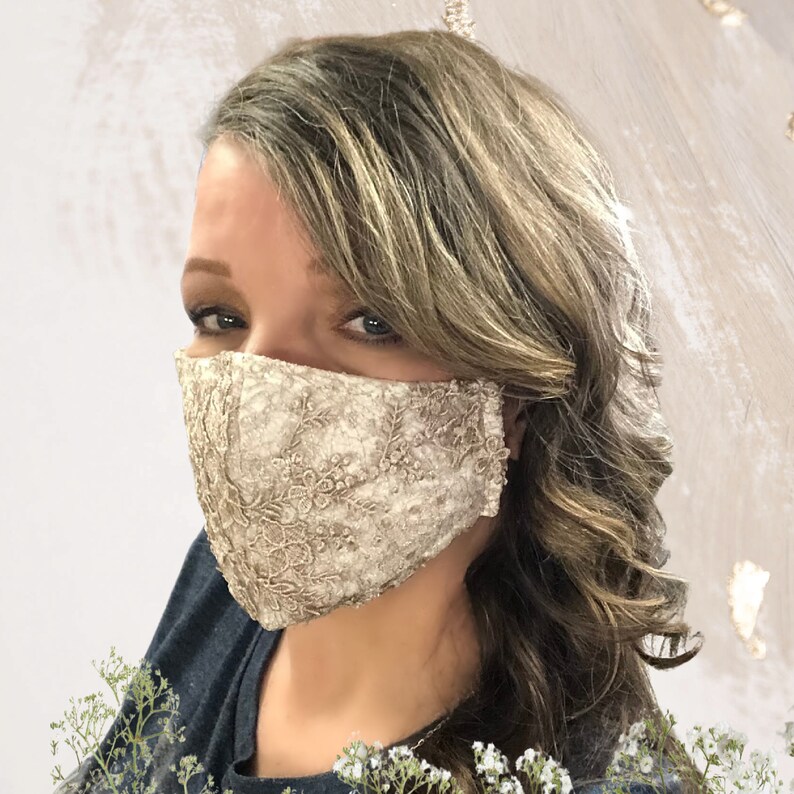 Beige Face Mask Elegant Embroidered Lace Mask Mask With - Etsy