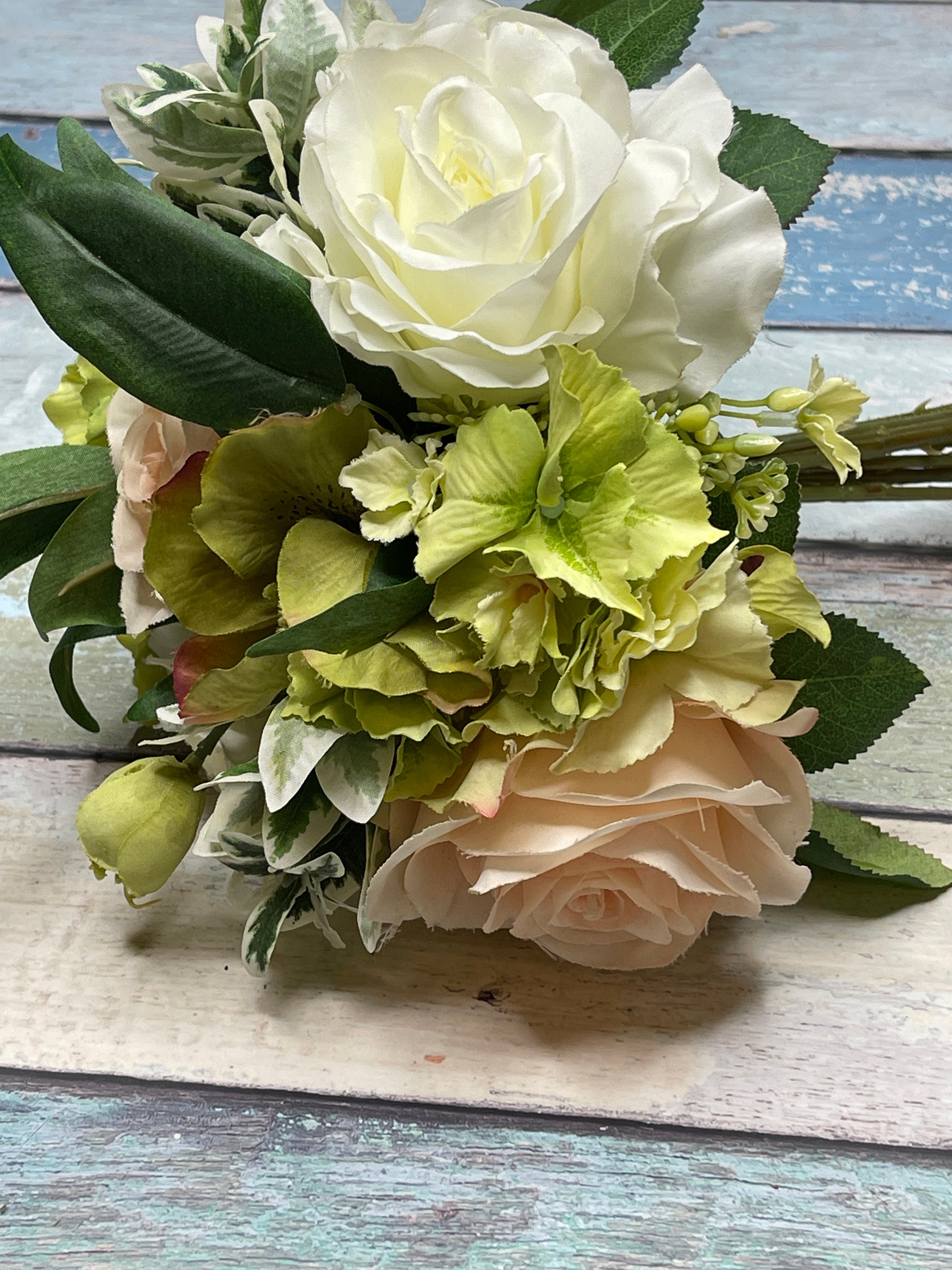 Rose Flower Bouquet 8 Peach and Cream Colored Bouquet - Etsy