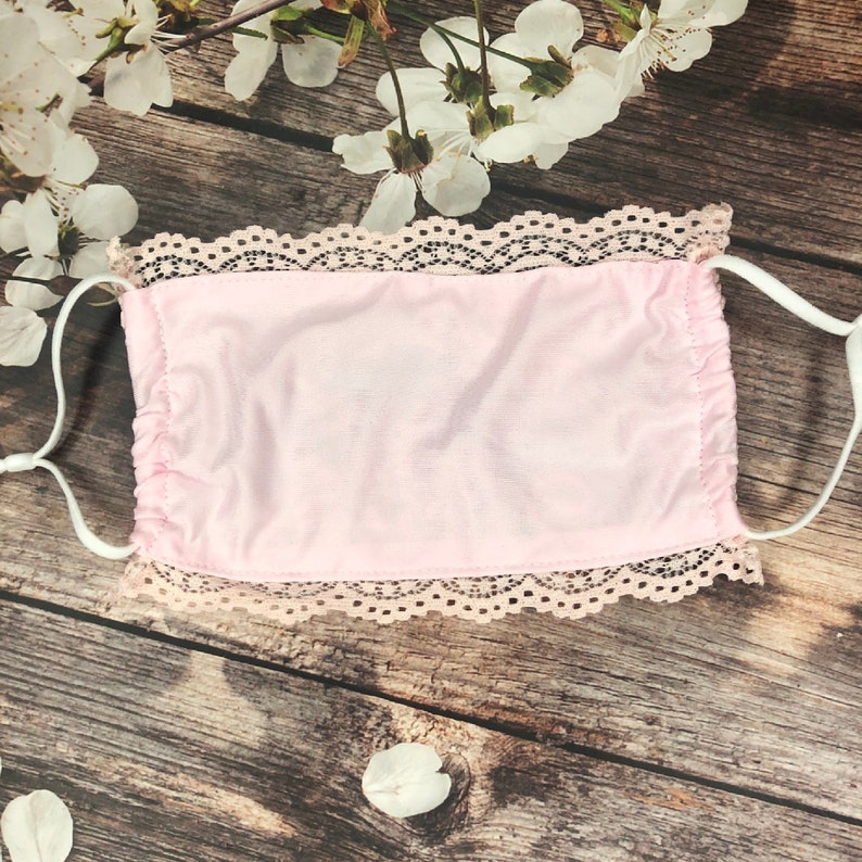 Pink Lace Mask with Pearls Mask with Chain Wedding Face | Etsy