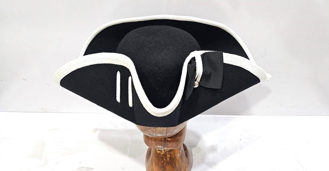 Revolutionary War Military Fur Felt Cocked Hat With Hand Sewn White ...