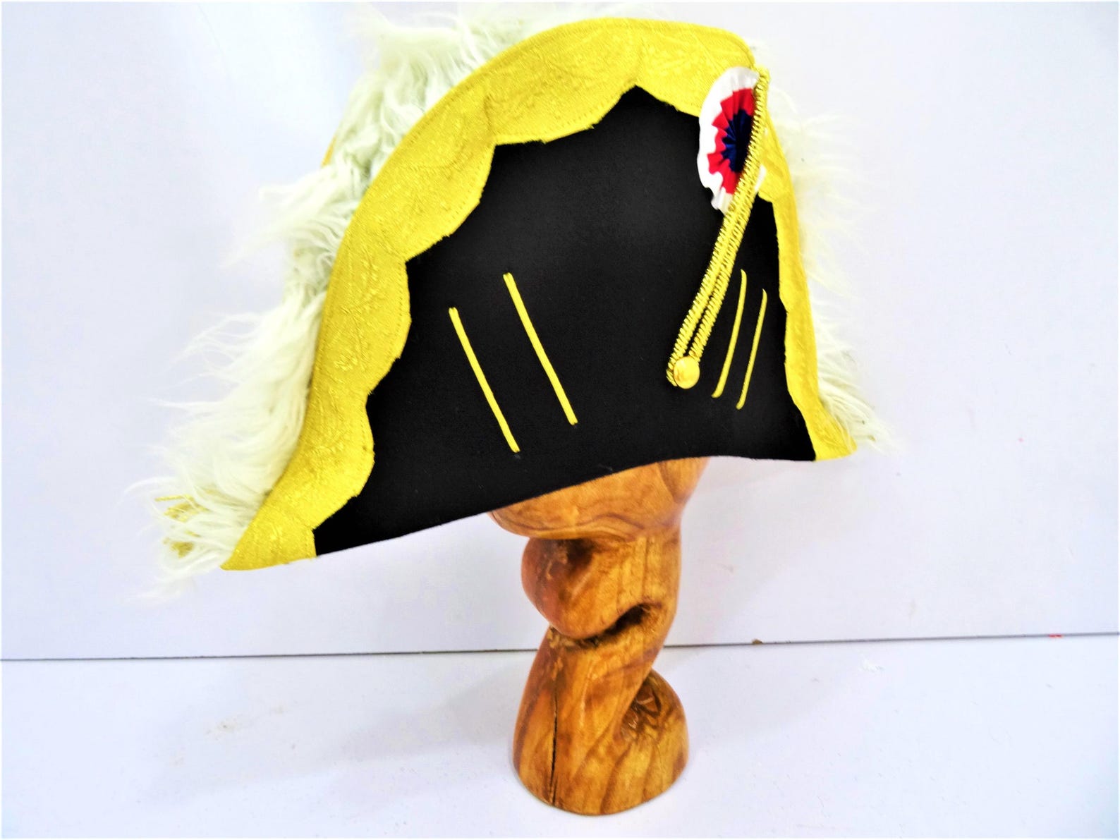 Napoleon Bicorne With Gold Trim With Feather Boa - Cocked Hat - Red ...
