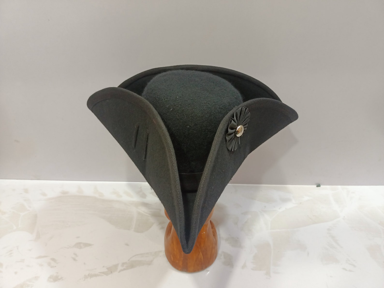 Edged Black Tricorn Pirate Hat Soft Felt Hat - Etsy