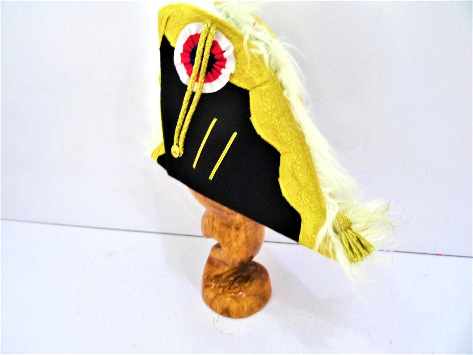 Napoleon Bicorne With Gold Trim With Feather Boa - Cocked Hat - Red ...