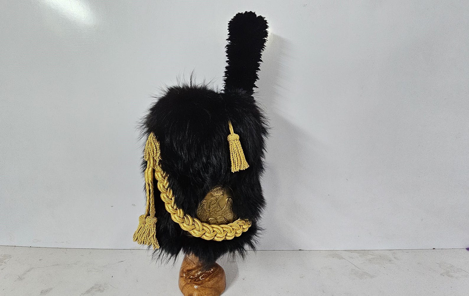 Napoleonic French Imperial Guard Shako Hat: Black Bear Skin, Gold Eagle ...