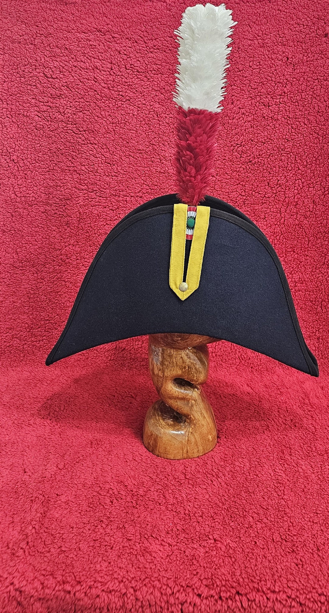 Bicorne With Black Trim - Italian Cocked Hat - Red White Green Cockade ...