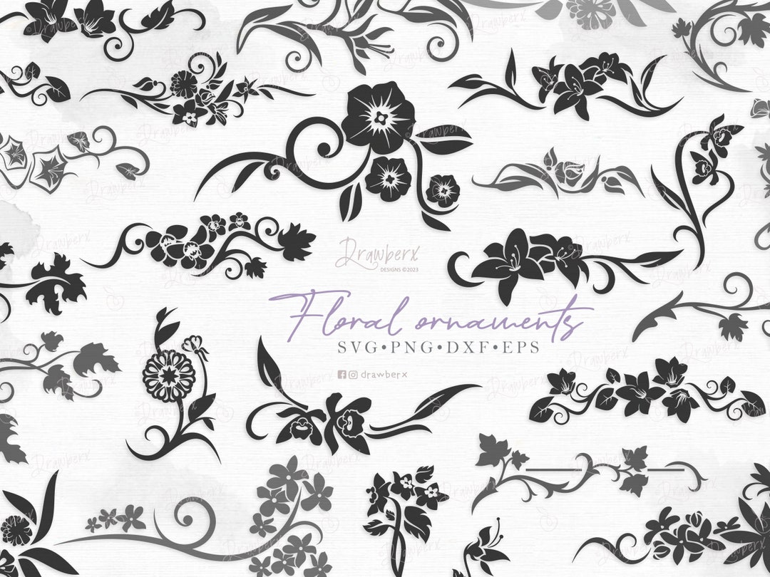 Floral Swirl Vine SVG, Floral Corner, Decorative Leaves and Vines ...