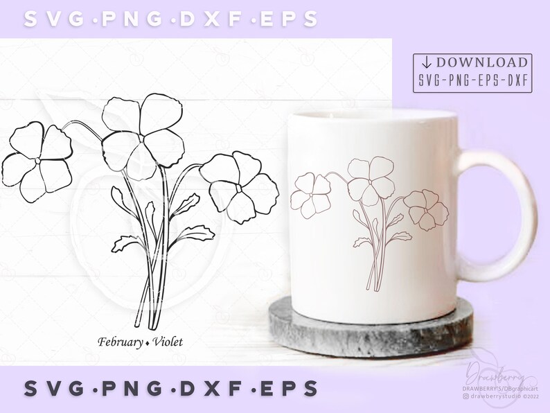 February Birth Flower Svgpng / Violet Svg / Birth Month - Etsy