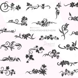 Floral Swirl Vine SVG, Floral Corner, Decorative Leaves and Vines ...