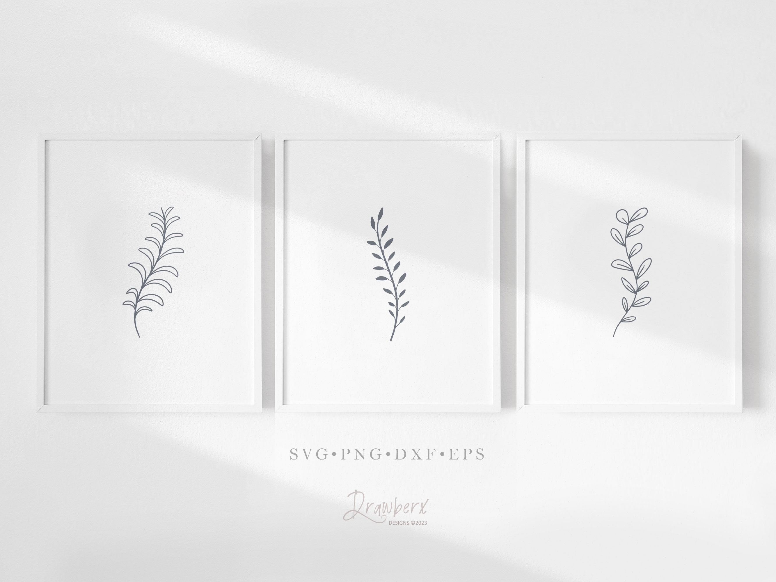 Leaf Branch Border Svg Bundle, Hand Drawn Foliage Leaves Svg, Curved ...