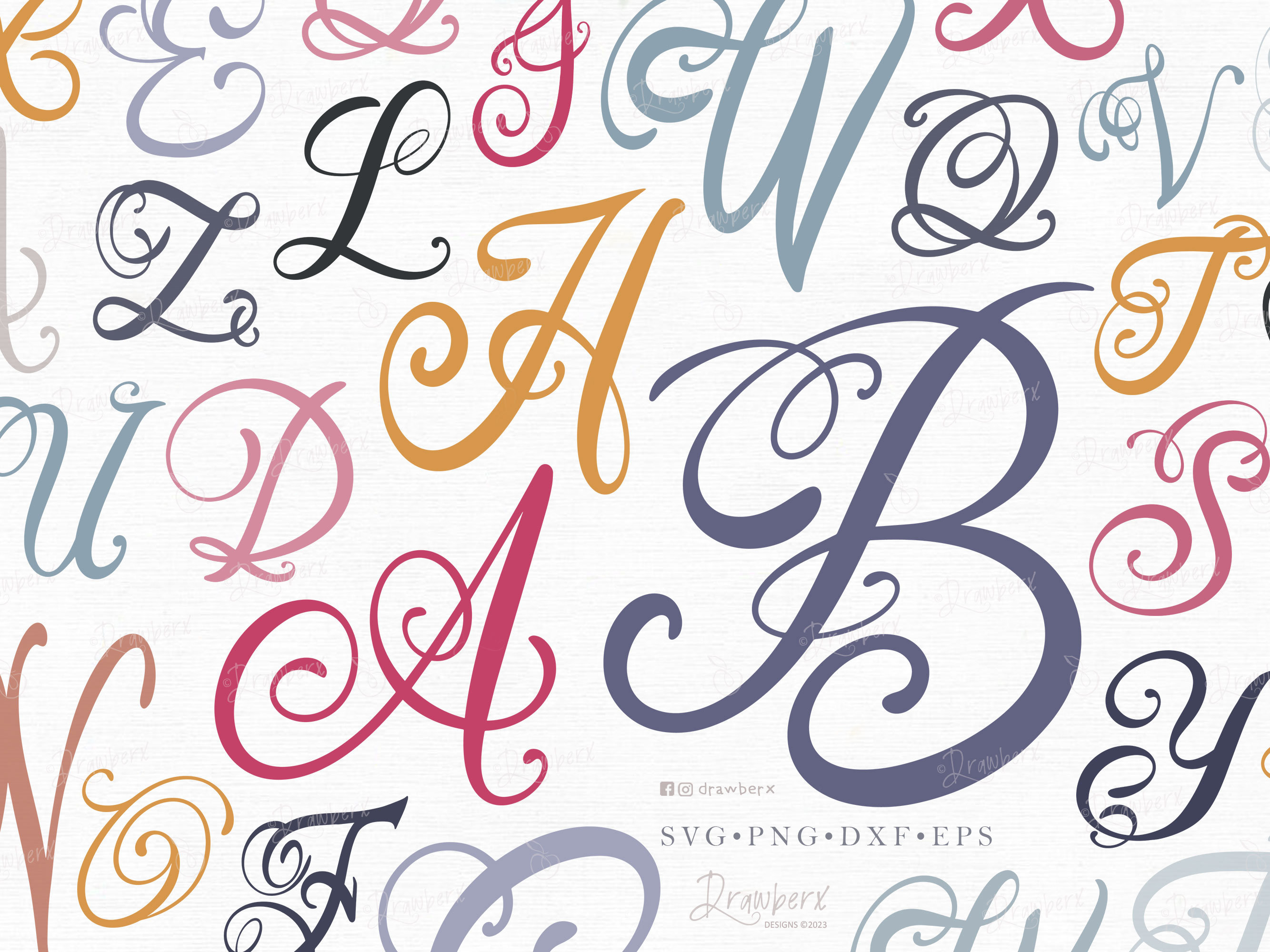 Fancy Letters Svg, Cursive Alphabet Svg, Hand Lettered Script, Monogram ...