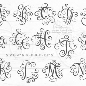 Flourish Letters Svg, Monogram Svg, Fancy Letters Alphabet Svg, Cursive,script, Monogram ...