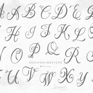 Cursive Letters Svg, Fancy Alphabet Svg, Monogram, Capital Script ...