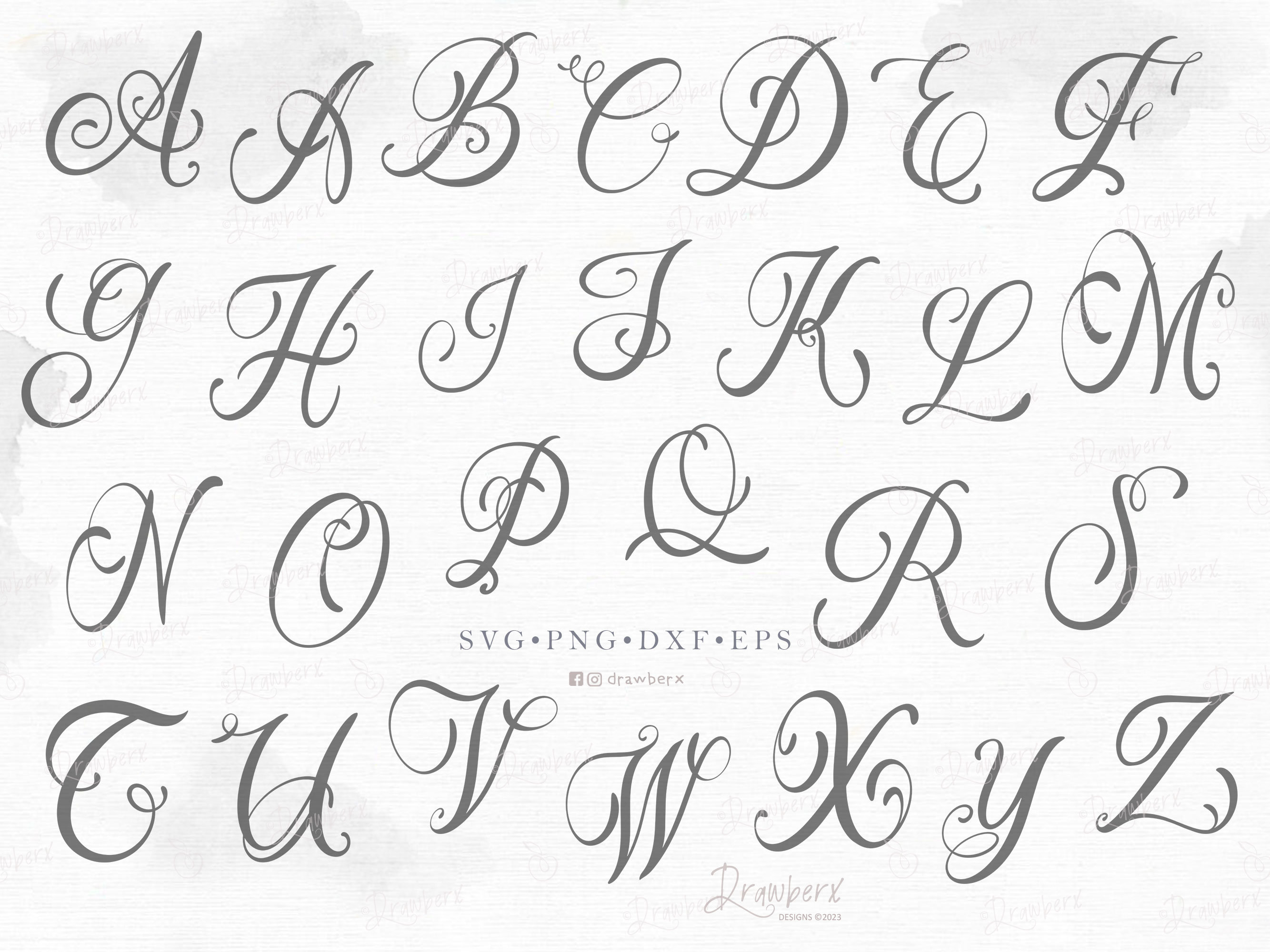 Cursive Letters Svg, Fancy Alphabet Svg, Monogram, Capital Script ...