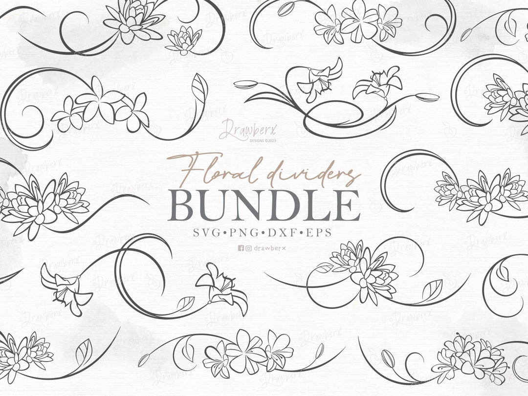 Floral Border Svg, Botanical Text Divider Svg Design, Flower Swirl ...