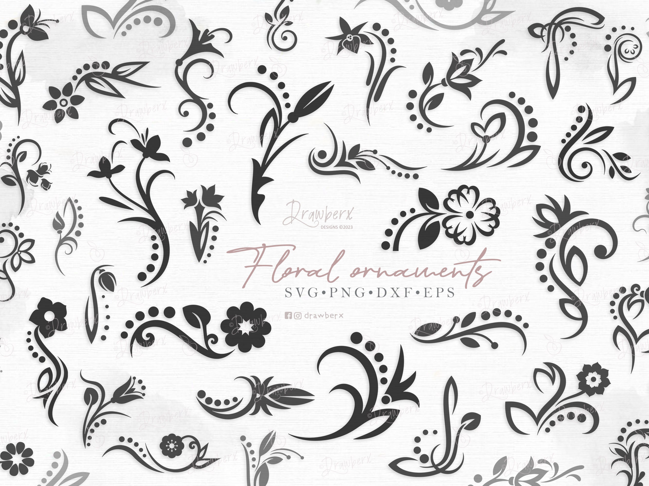 Floral Swirl Svg, Decorative Doodles Swoosh Flourish Svg, Dots and ...